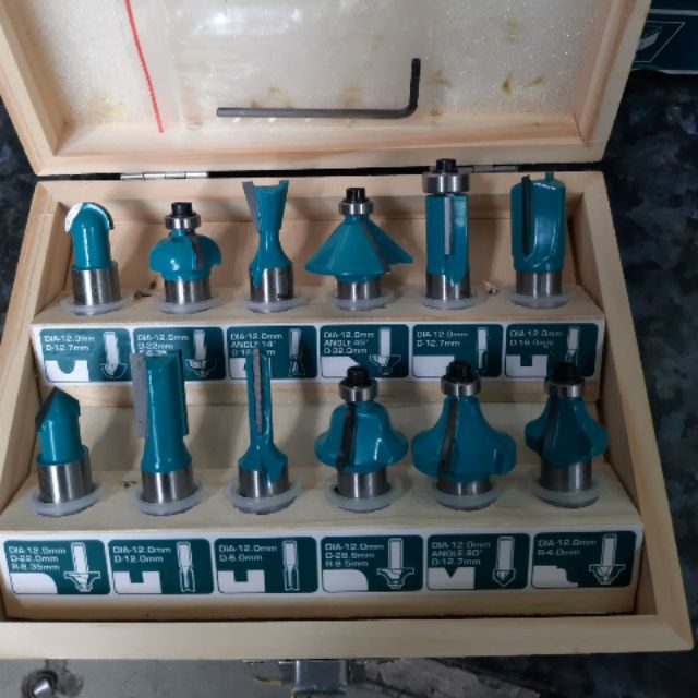 BỘ 12 MŨI PHAY GỖ 12MM TOTAL TACSR2121 | Shopee Việt Nam