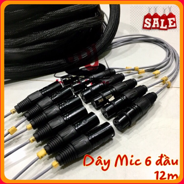 Dây micro trống 6 đầu Jack dài 12m, dây tín hiệu âm thanh mic drum ...