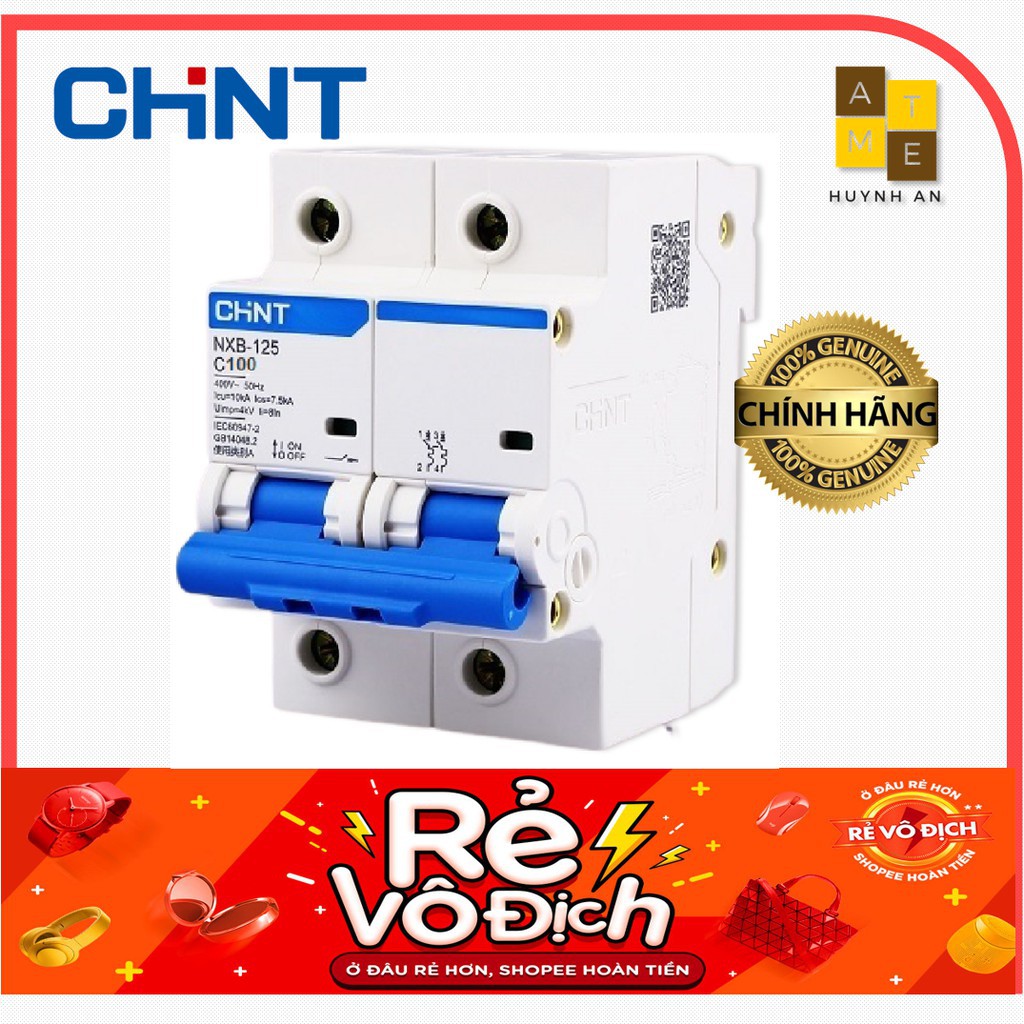 Cầu dao an toàn MCB NXB-125, 2Pha - 80A,100A,125A dòng cắt 10kA Hãng CHINT (Hàng chính hãng xuất ...