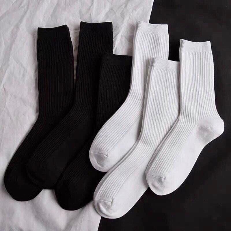 Tất Dài Vớ Nam Nữ Trơn Trắng Đen Basic Cotton 100% | Shopee Việt Nam