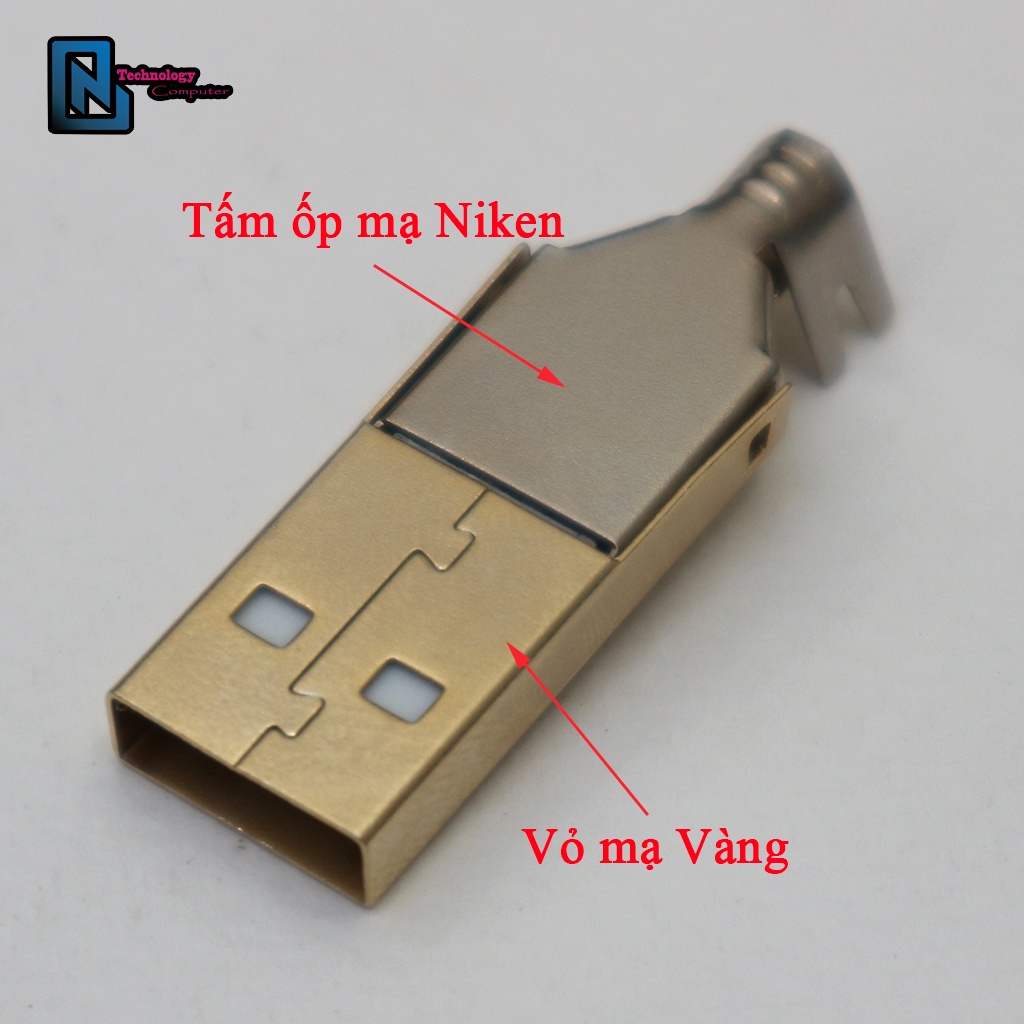 USB A Mạ Vàng Lõi Nhựa Màu Trắng 4 Pin Chịu Dòng Cao Chiều Dài 32MM ...