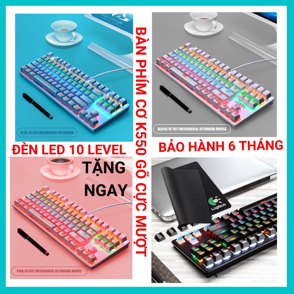 Bàn phím cơ gaming key cap Crack K550 Pro LEAVAN đèn LED RGB dùng văn ...