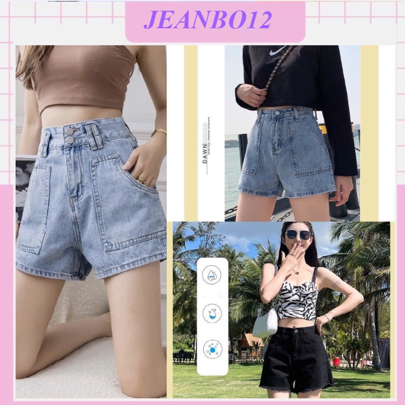 Quần Ngố Sooc Bò Jean Nữ Short Jeans Cạp Cao Hàng Quảng Châu Phong Cách