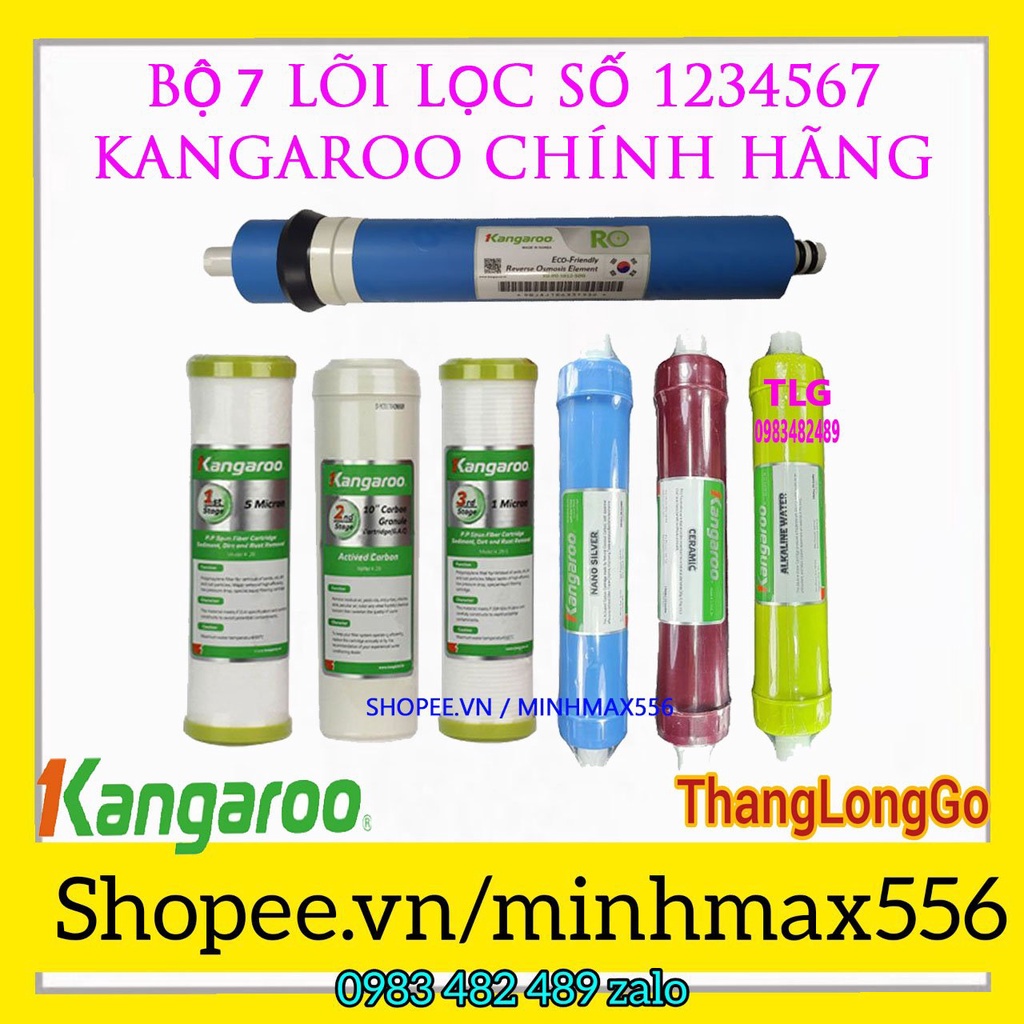 COMBO 7 LÕI LỌC NƯỚC KANGAROO SỐ 1234567 | GỒM BỘ 123 - RO KANGARROO HQ ...