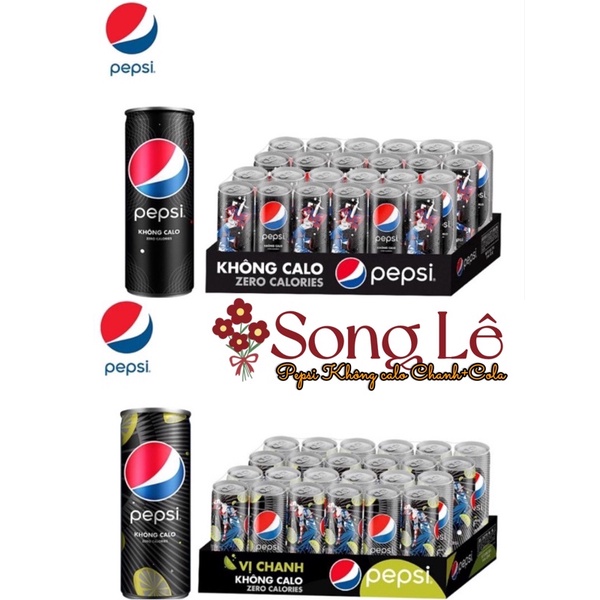 (Set24lon Mix) Nước ngọt Pepsi Không Calo Mix 2 vị (Vị Chanh + Cola) (320ml/lon) | Shopee Việt Nam