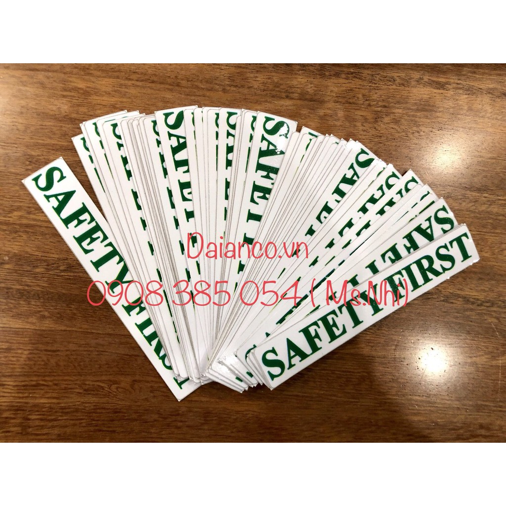 Combo 10 cái decal dán nón bảo hộ " safety first " - kích cỡ 2cm x 12cm ...