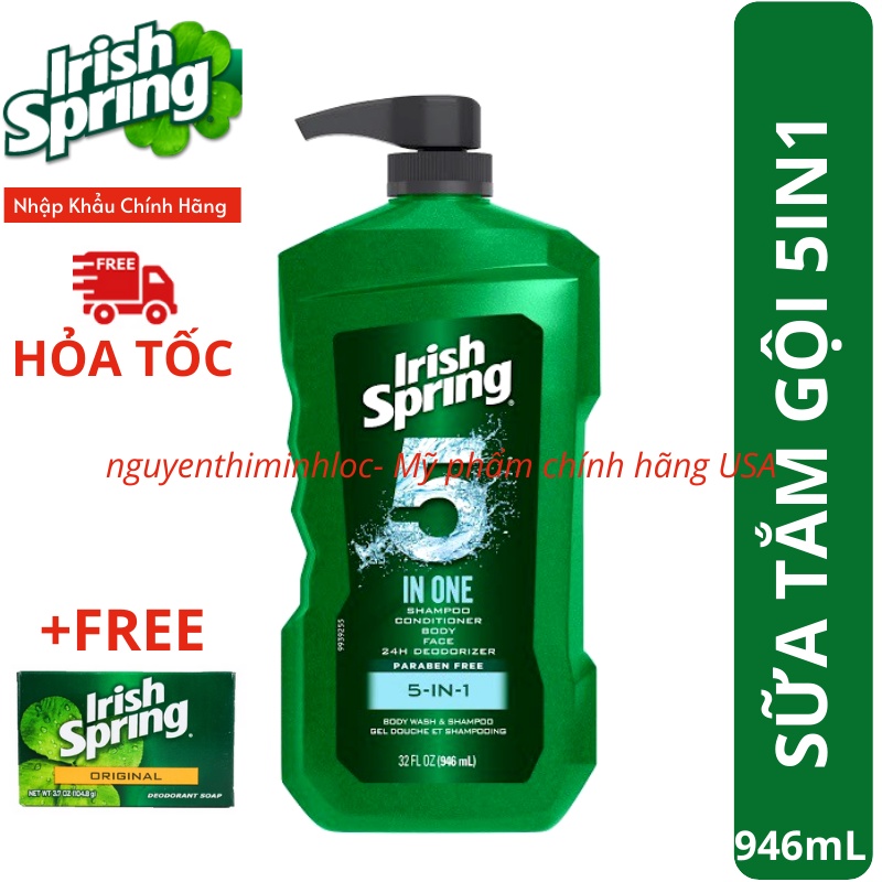 [Hàng Mỹ] Sữa Tắm Gội Toàn Thân Nam Irish Spring 5in1 Hair, Face, and ...