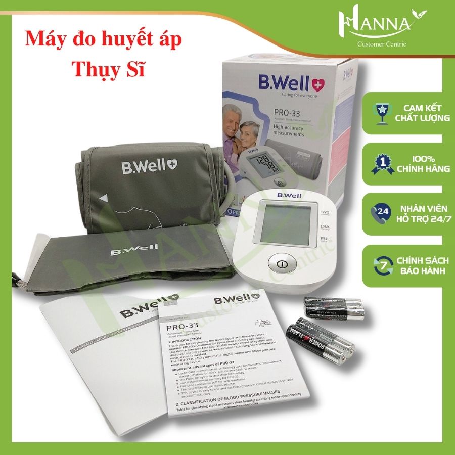 Máy đo huyết áp nhập khẩu Thụy Sĩ, B.Well Pro-33, cảnh báo rối loạn, đột quỵ, đo bắp tay, đo ...