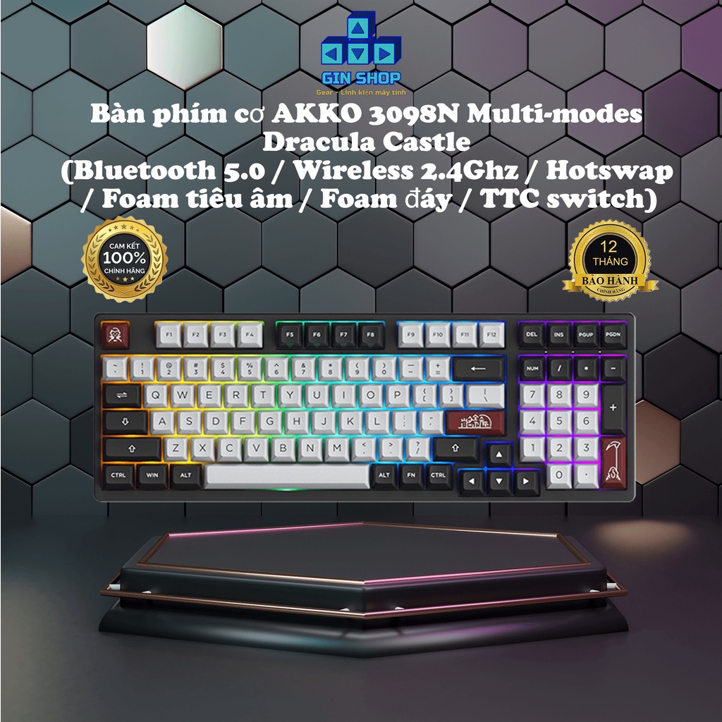 Bàn phím cơ AKKO 3098N Multi-modes Dracula Castle | Shopee Việt Nam