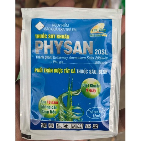 Thuốc sát khuẩn Physan 20SL - trị cháy bìa lá, trị thối thân, gốc ...