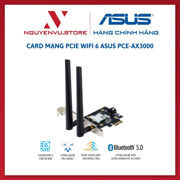 Card mạng PCIe WiFi 6 ASUS PCE-AX3000 Chuẩn AX3000 - Hàng chính hãng ...