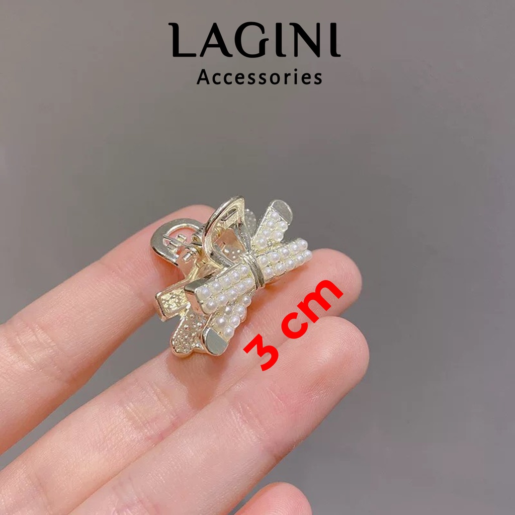 Kẹp tóc đính ngọc trai Lagini mini nhỏ kẹp mai dành cho tóc it tóc mỏng ...