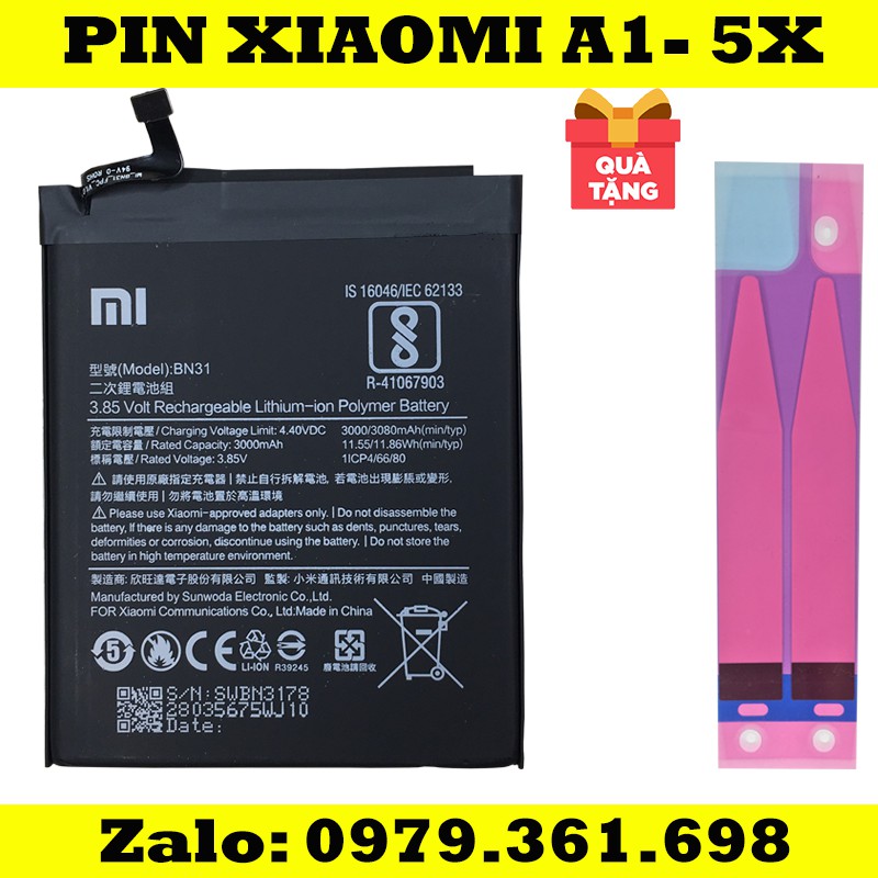 Pin Bn31 dành cho Xiaomi Mi A1, Mi 5X, Redmi Note 5A BN31 3080mAh ...