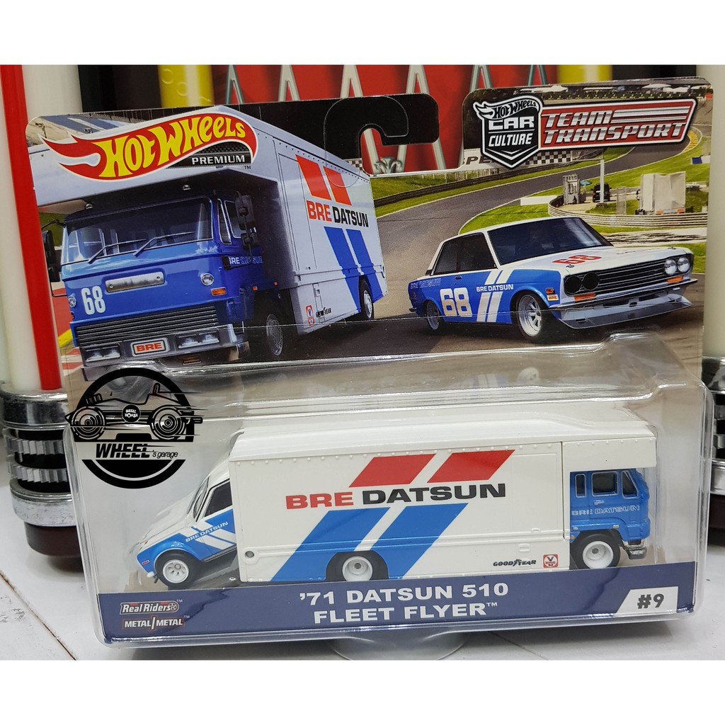 Xe mô hình đồ chơi bánh cao su Hotwheels 1:64 PREMIUM - TEAM TRANSPORT - '71 Datsun 510 Fleet ...