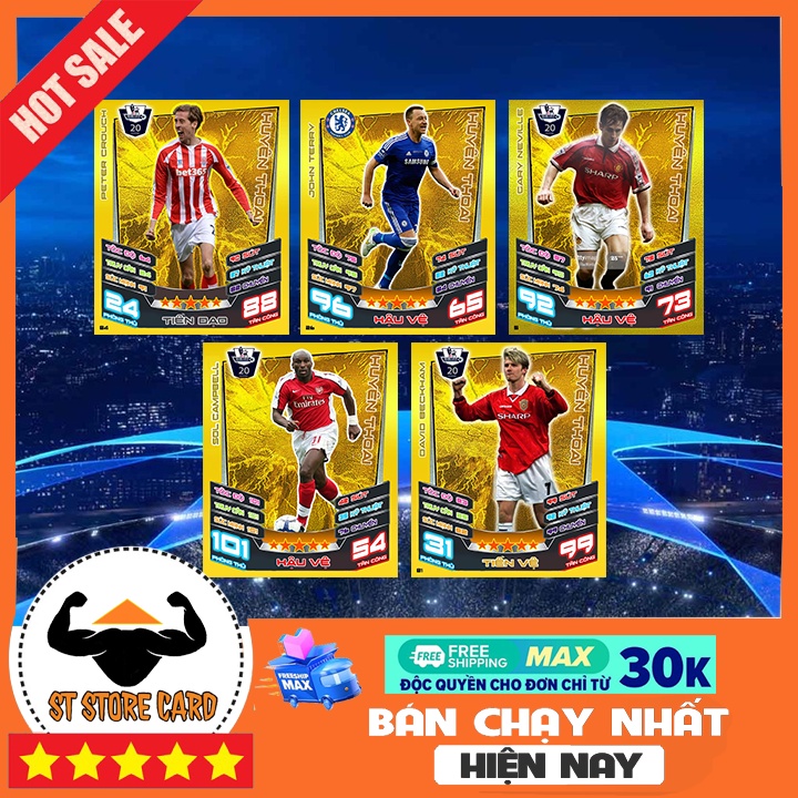 [Bộ 5] Thẻ cầu thủ bóng đá huyền thoại legend vàng tuyển anh size POCA ...