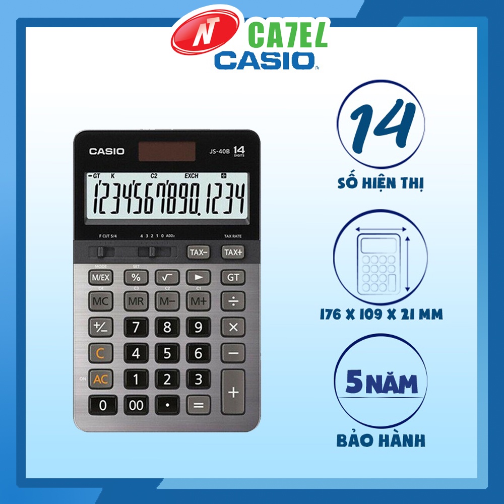 [CHÍNH HÃNG] Máy tính CASIO JS-40B. BH 5 năm. Dòng cao cấp cho văn phòng, kế toán, doanh nghiệp ...