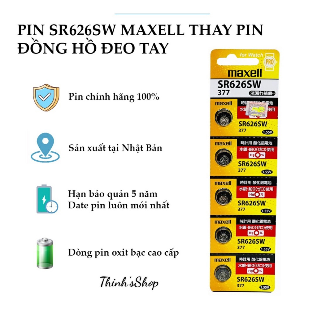 Pin đồng hồ Maxell PRO SR626SW SR626 / 626 / 377 Hàng chính hãng Made ...