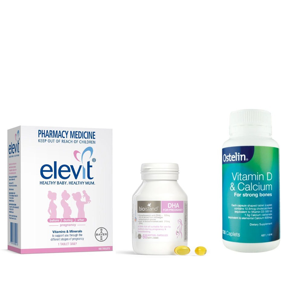 combo bầu elevit+dha+canxi | Shopee Việt Nam