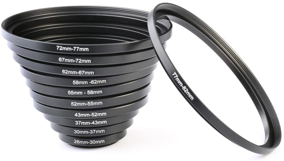 NIKON CANON Set 11 Vòng Đệm Bước Bằng Kim Loại 26-30MM 30-37MM 37-43MM 43-52MM 52-55MM 55-58MM ...