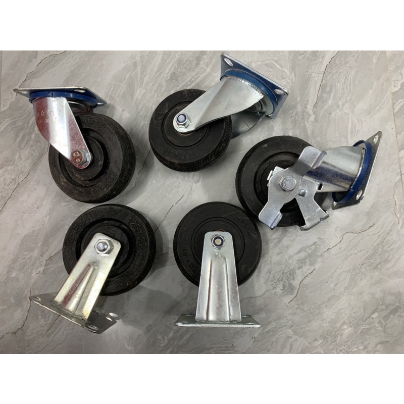 Bánh xe đẩy cao su đen chịu bền chịu lực cao phi 100mm và 125mm | Shopee Việt Nam