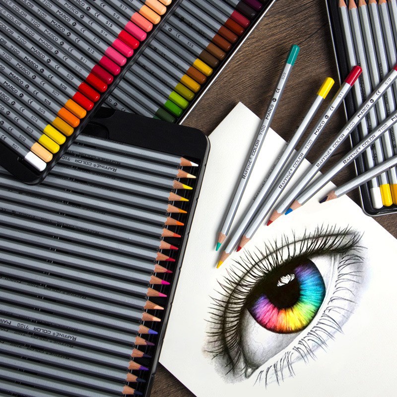Chì Màu Khô MARCO RAFFINE 24/36/48/72 màu (hộp giấy hoặc hộp thiếc ...