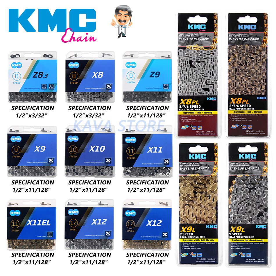 Kmc Chain X8 X9 X10 X11 X12 HV408 Z8.3 X8PL Z9 X9L X11EL Xích Xe Đạp 116L / 118L / 126Links MTB ...
