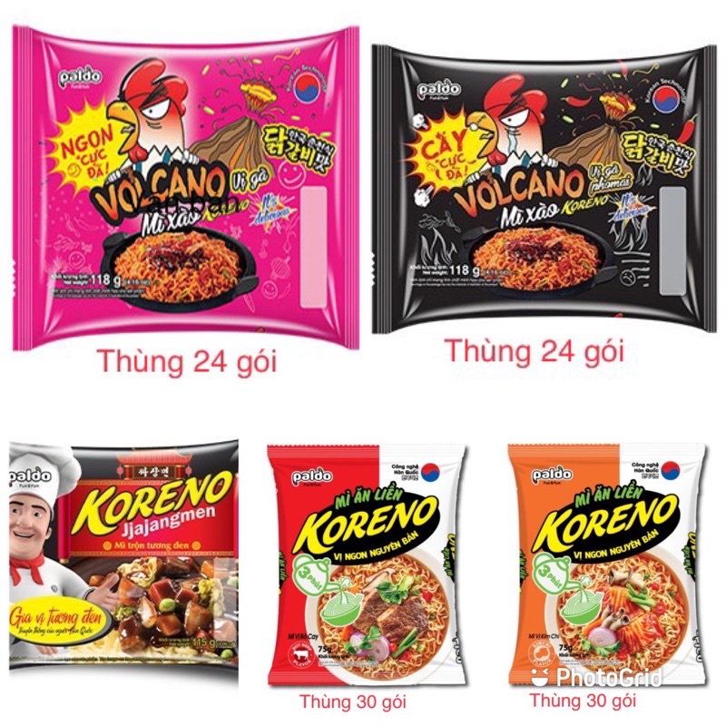 Mì Xào Cay, Mì ăn liền Volcano Koreno Paldo Gói Lớn 118g, 74gr ...