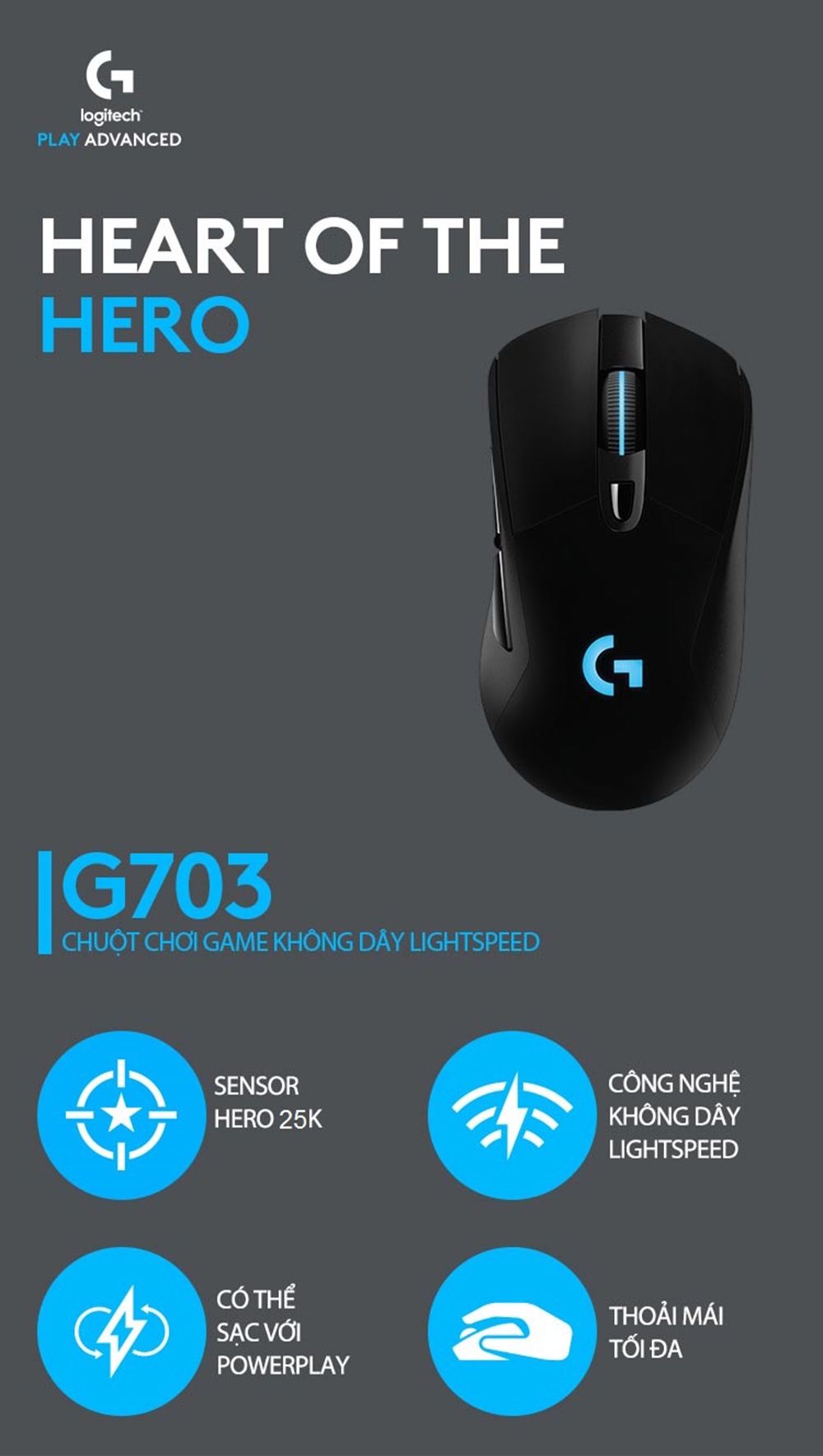 Chuột Gaming không dây LIGHTSPEED Logitech G G703 Hero | Shopee Việt Nam