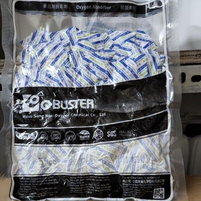 200 Túi hút ẩm Oxy cho bánh trung thu, Gói hút thực phẩm O-BUSTER 50cc ...