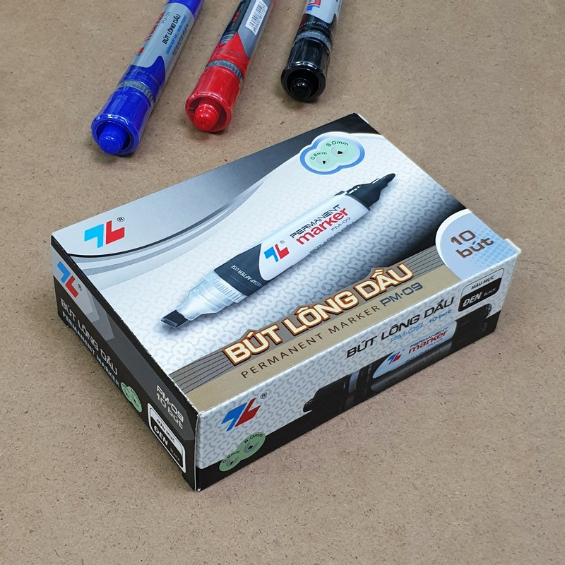 [NGUYÊN HỘP 10 CÂY] Bút Lông Dầu Lớn PM09 Mực Nhanh Khô, Khó Tẩy Xóa ...