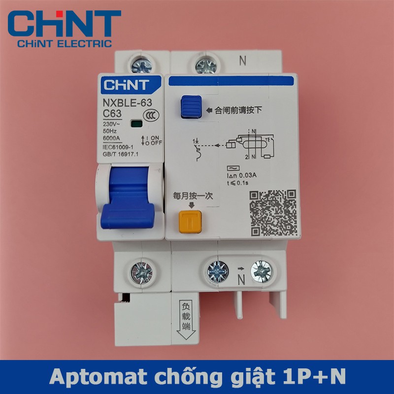 Aptomat chống giật CHINT ELCB cầu dao chống rò điện CB NXBLE-32 NXBLE-63 1P+N 16A 20A 25A 32A ...