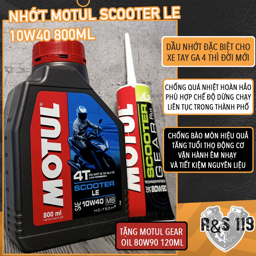 DẦU NHỚT XE TAY GA MOTUL SCOOTER LE 10W40 800ML (0,8L) (TẶNG NHỚT HỢP ...