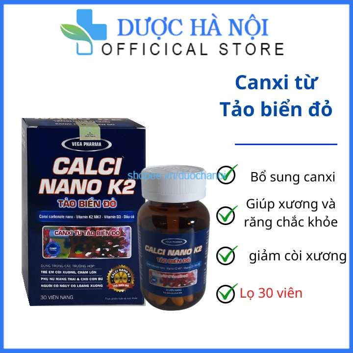 Viên canxi calcl nano k2 Tảo biển đỏ bổ sung canxi, giảm còi xương, giúp xương và răng chắc khỏe ...