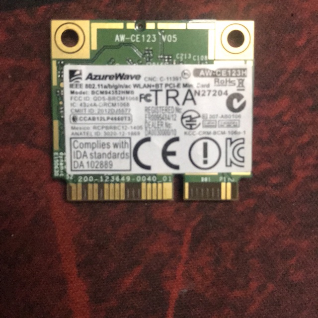 Card wifi laptop AzureWave AW-CE123H 802.11ac/n/b/g mini PciE | Shopee ...
