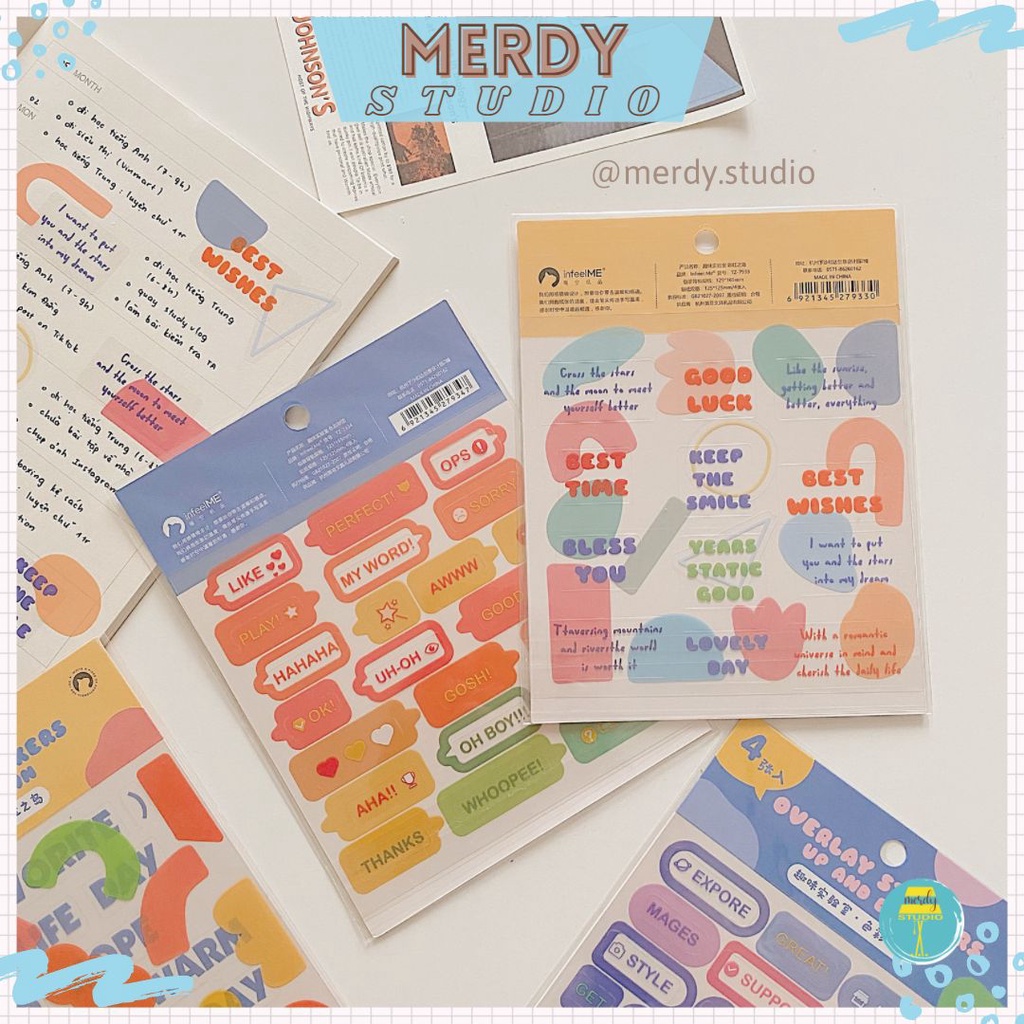 Set 4 tấm sticker overlay trang trí planner và journal | Shopee Việt Nam