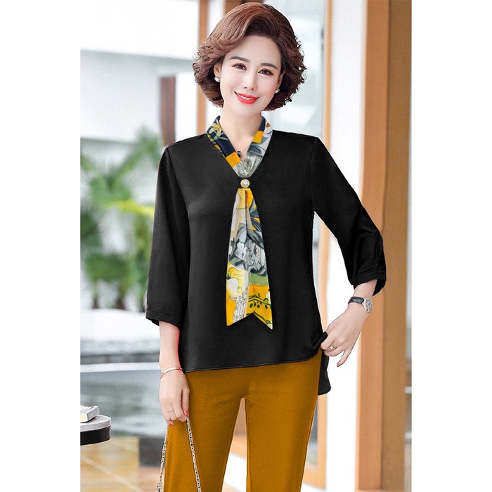 ĐẸP - Áo Kiểu Trung Niên Giấu Bụng Bigsize Dạng Áo Kiểu Quý Bà Kèm Phụ ...