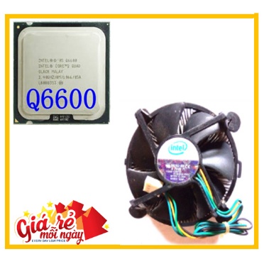(Hàng có sẵn) Combo Chip CPU Q6600 Core Quad + Quạt tản nhiệt Fan dày 3cm socket 775 +keo gói ...