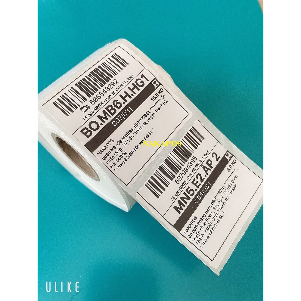 [COMBO 8 CUỘN] Tem in vận đơn 50*50mm giấy in nhiệt 50x50mm Decal nhiệt ...