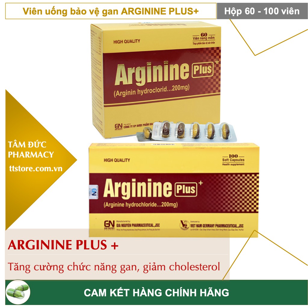 ARGININE PLUS [Hộp 60/100 viên] - Viên uống tăng cường chức năng gan ...