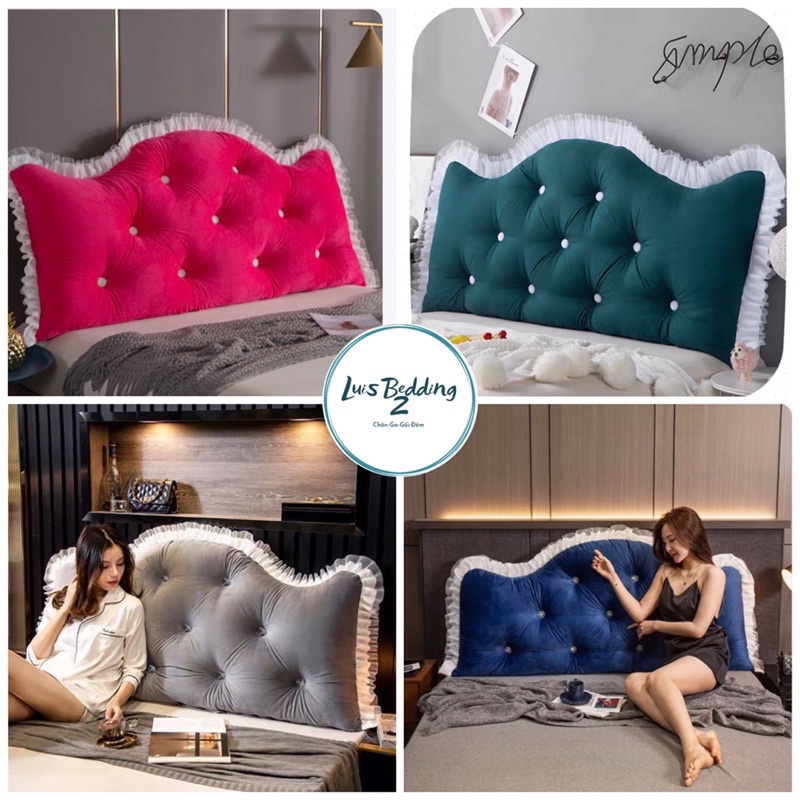 Gối Tựa Đầu Giường Kê Giường Mẫu Hoàng Gia Đính Khuy Đá Cao Cấp Hàng Có Sẵn Kích Thước 1m