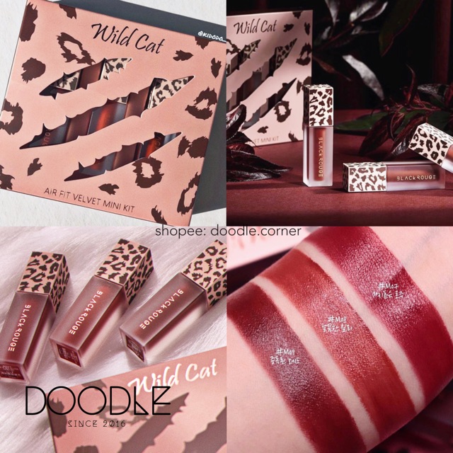 [HOT] Set son kem lì Black Rouge Air Fit Velvet Mini Kit Wild Cat 2019 (Có Sẵn) | Shopee Việt Nam