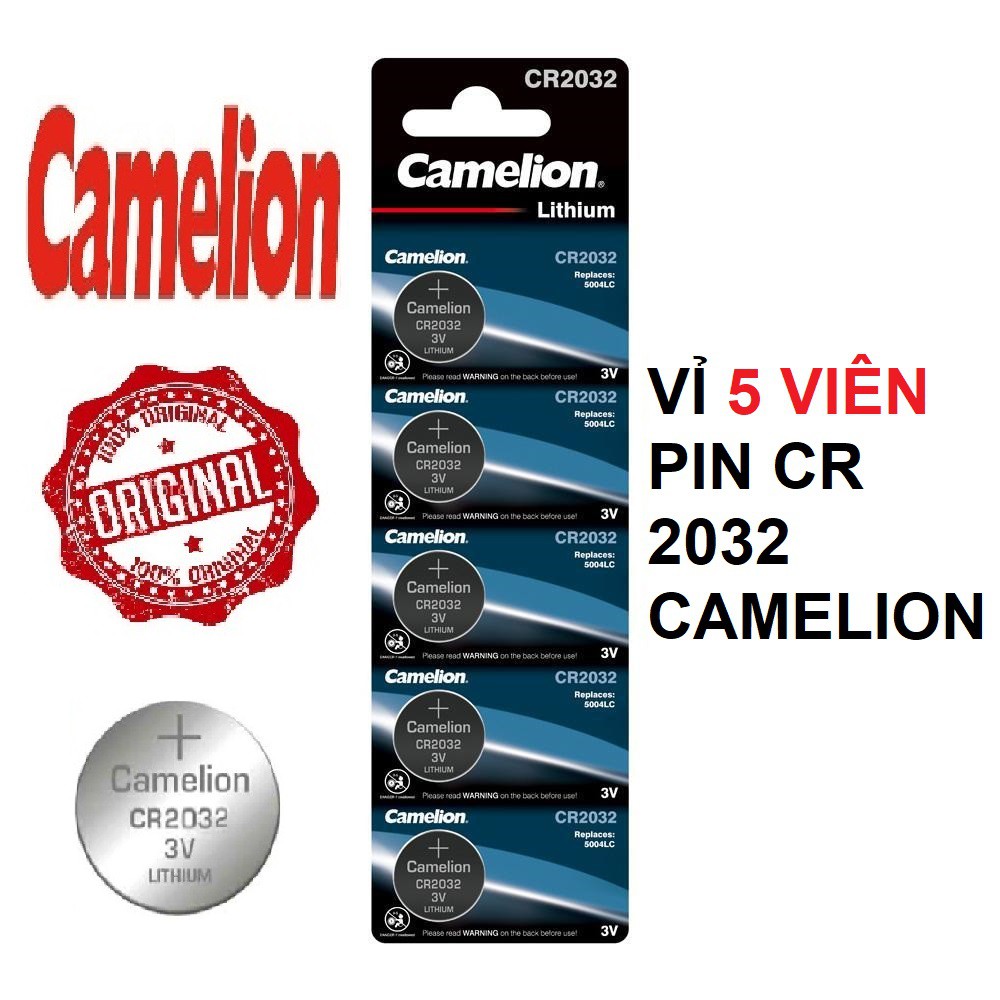 Vỉ 5 viên pin CR2032 3V CAMELION CR-2032 2032 3 Vol pin cúc áo (Hàng ...