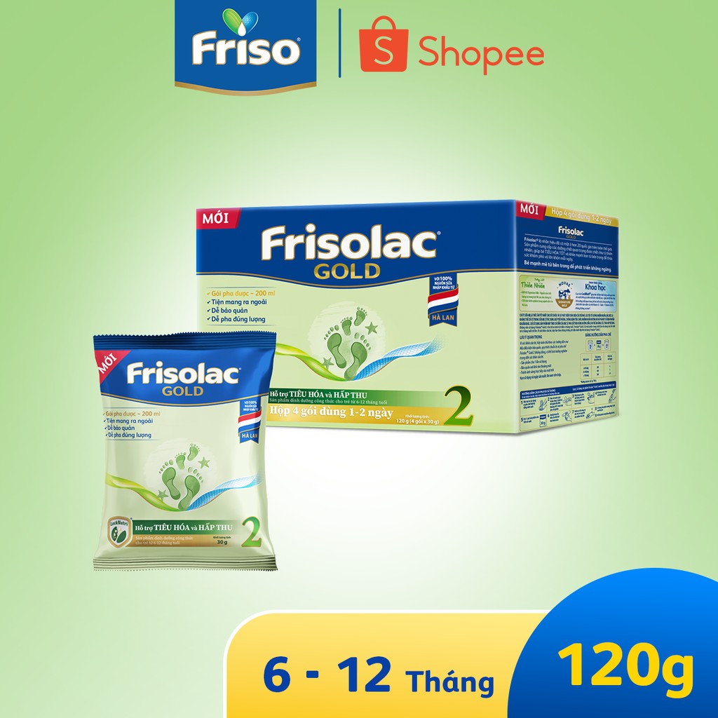 Hộp Sữa Bột Frisolac Gold 2 120G (4 gói x 30g) | Shopee Việt Nam