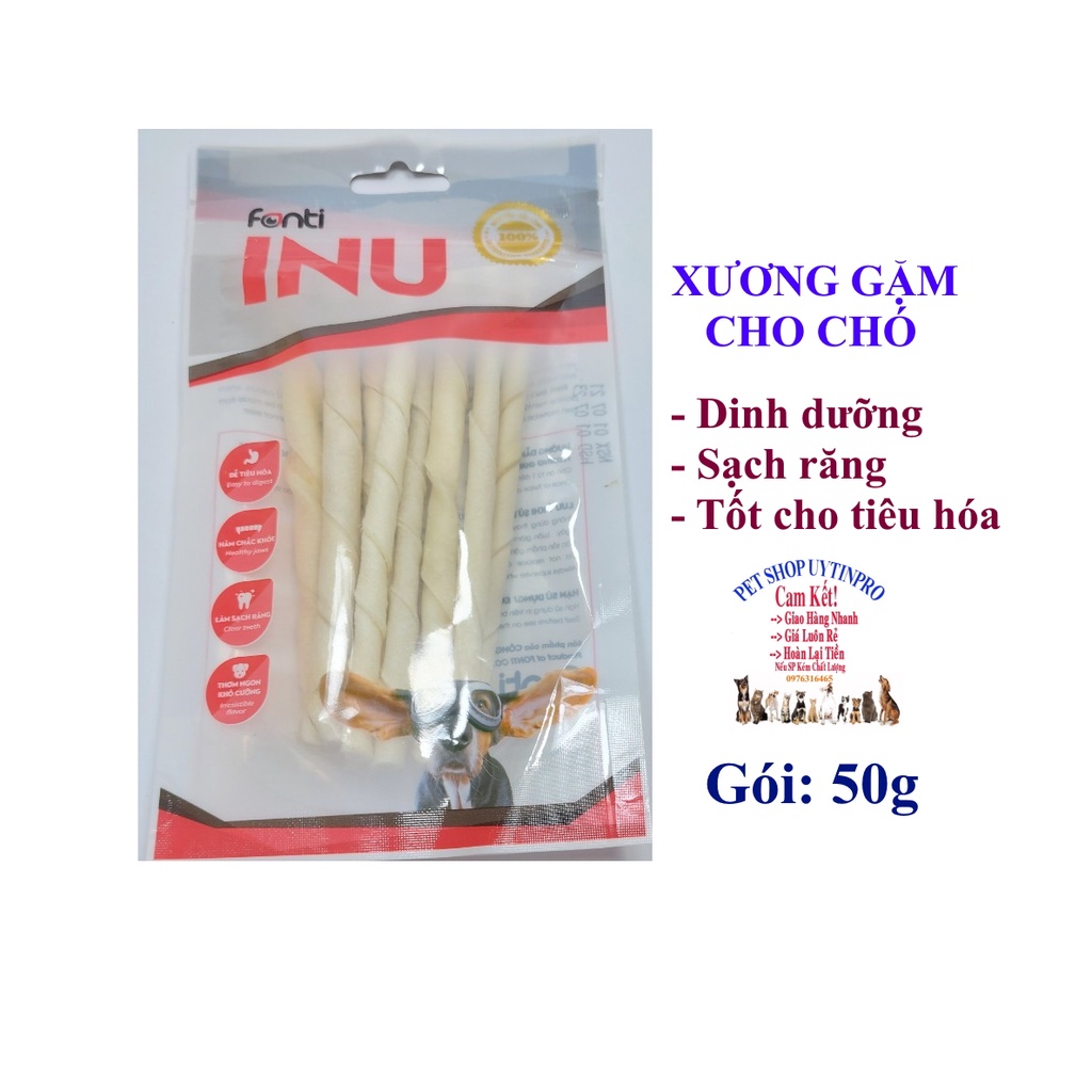 XƯƠNG GẶM CHO CHÓ Fonti INU C14 Que da heo Gói 50g Thơm ngon Dinh dưỡng ...