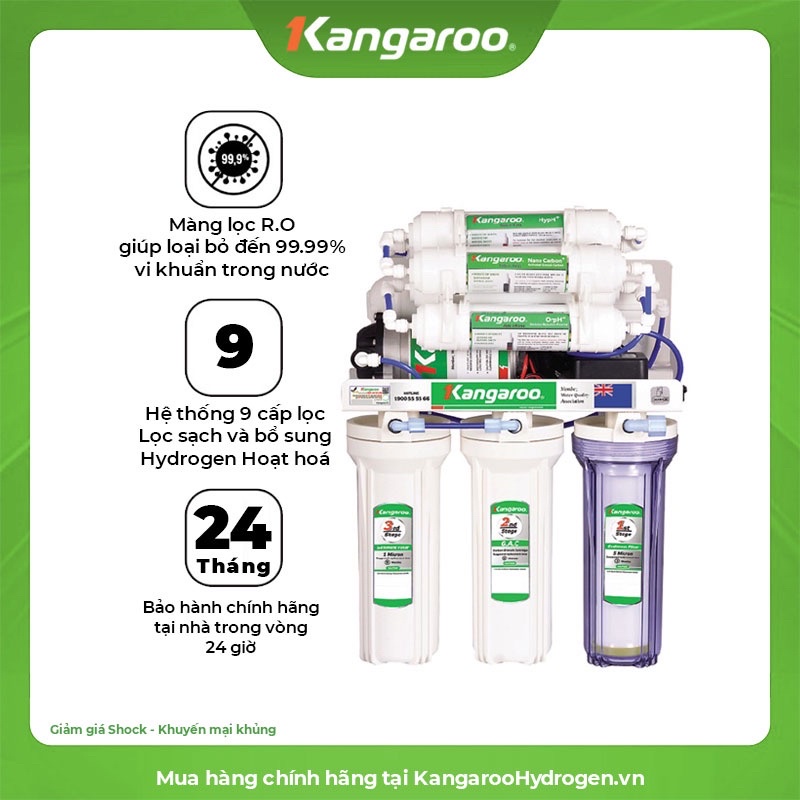 Máy lọc nước Kangaroo Hydrogen KG100HQ Không vỏ 9 cấp lọc made in korea | Shopee Việt Nam