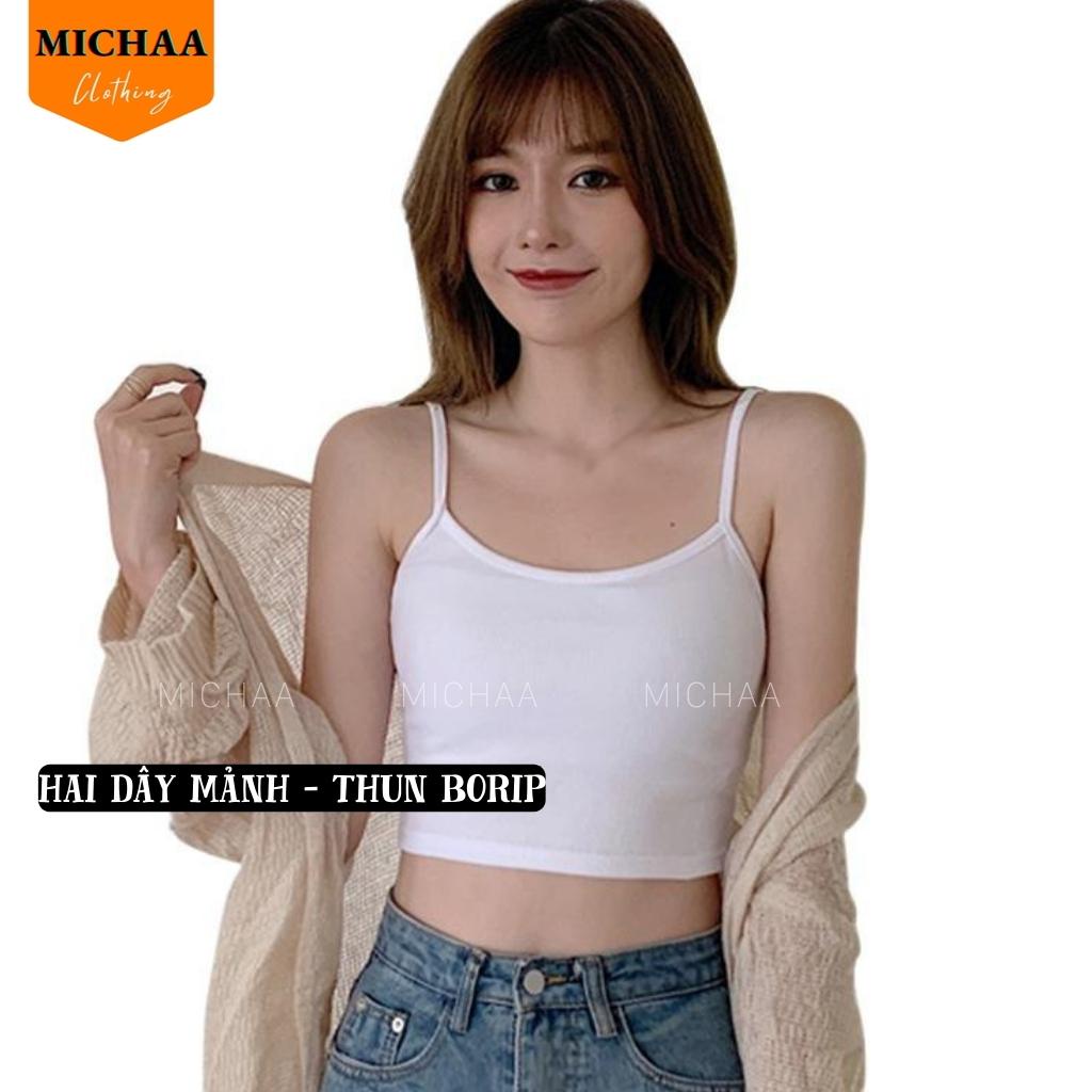 Áo Croptop DÂY SỢI BÚN Thun Gân Nữ Kiểu Ống Ôm Body Sexy Đẹp Màu MICHAA CR18 | Shopee Việt Nam