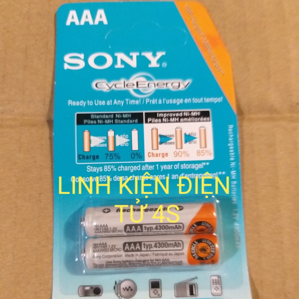 Pin sạc AAA - 3A Rechargeable NH-AAA 1.2V - 4300mAh - Sạc 1000 lần ...