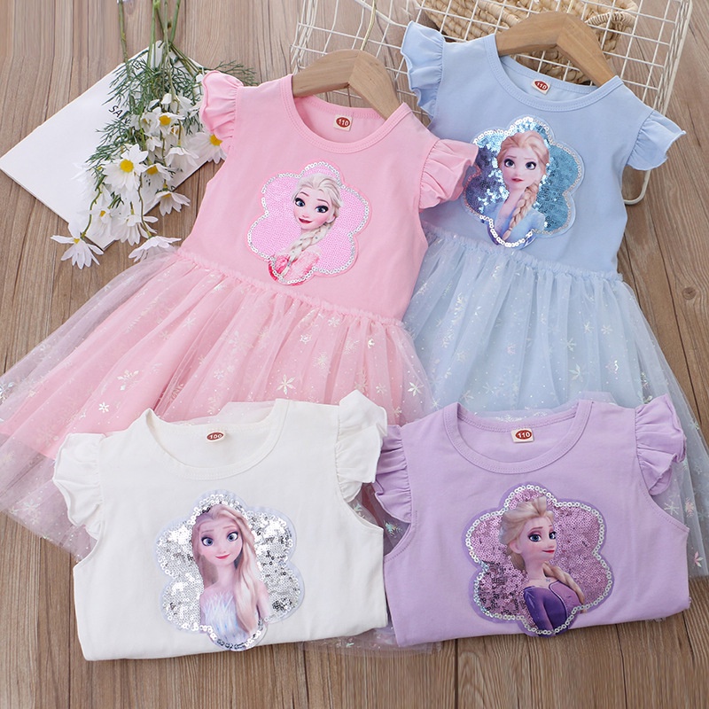 Đầm Công Chúa Elsa Tay Ngắn Phong Cách Mới 2022 Cho Bé Gái | Shopee ...