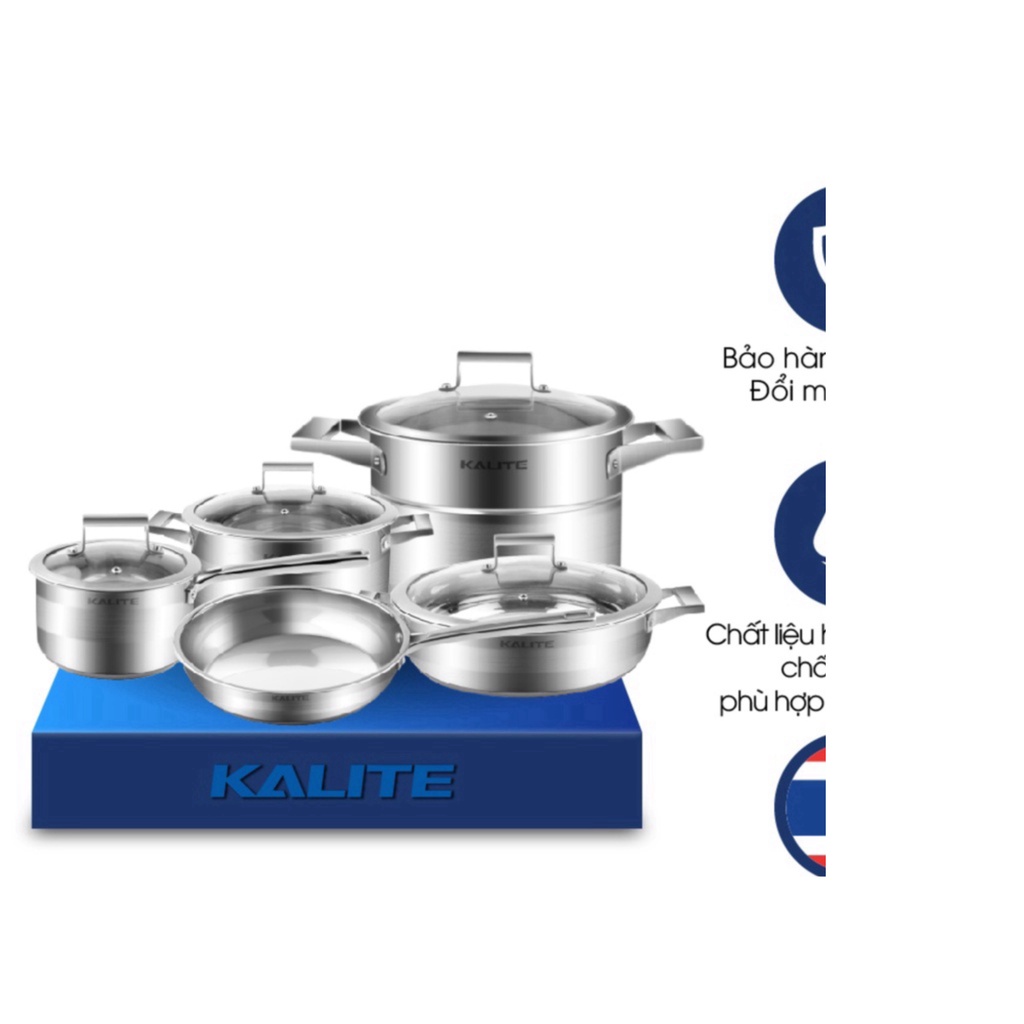 Bộ nồi chảo 5 món Kalite KL 339, chất liệu inox 304, hàng Thái Lan bảo ...