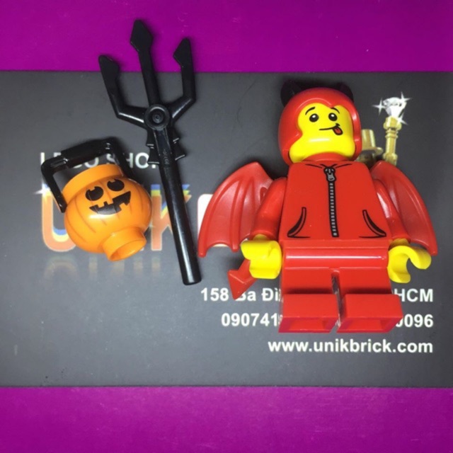 Lego UNIK BRICK Cute Little Devil Cậu bé quỷ đỏ lễ hội hoá trang ...